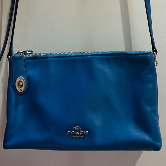 Coach | Bags | Coach Blue Leather Handbag | Poshmark